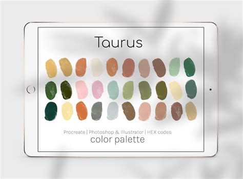 Taurus Color Palette Earth Procreate Palette Hex Code Etsy
