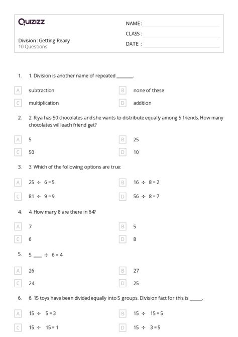Division As Repeated Subtraction Worksheets For Nd Grade On