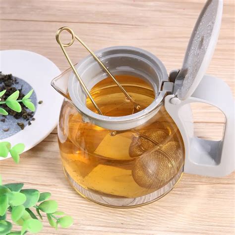 Ouro aço inoxidável chá infuser esfera malha filtro de chá café erva