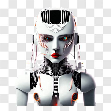 Descarga Mujer Robot Blanca con Ojos Rojos y Boca Abierta PNGs En Línea