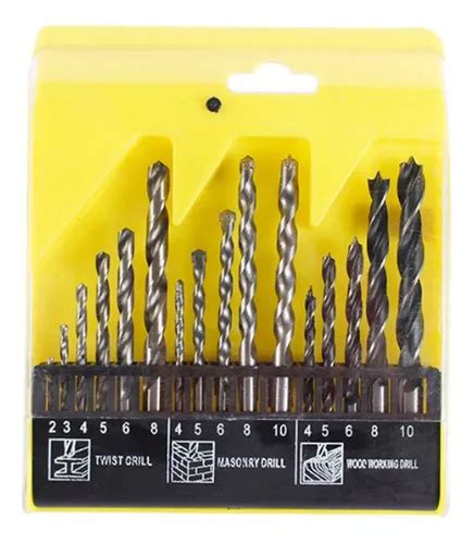 Juego De Brocas Para Madera Cemento Metal 16 Piezas Taladro Cuotas