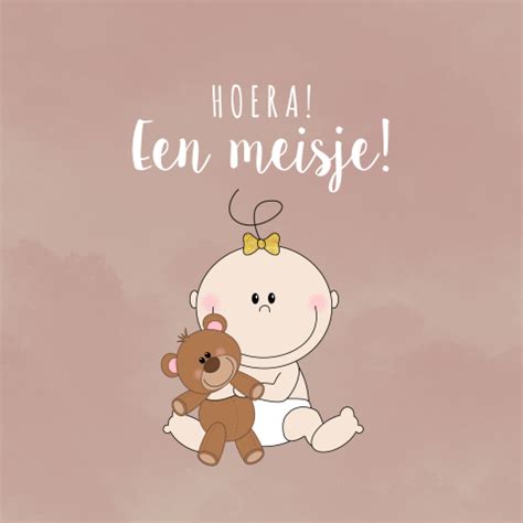 Felicitatie Geboorte Meisje Lief Kaartje Met Baby