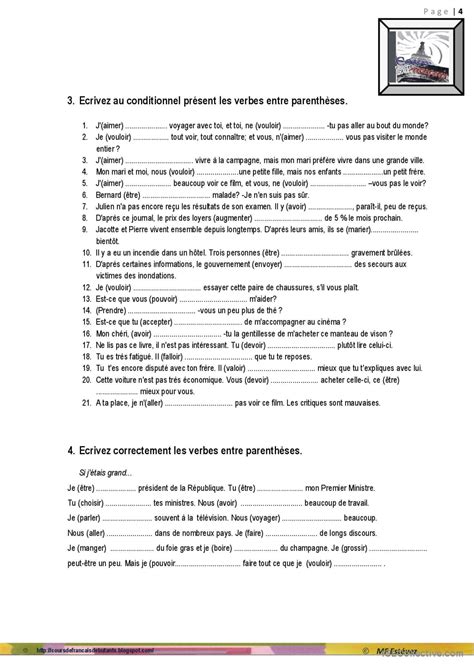 Le Conditionnel Pratique De La Gramm Fran Ais Fle Fiches Pedagogiques