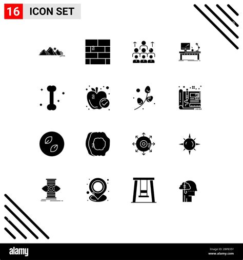 Stock Vector Icon Pack Of 16 Line Signs And Symbols For Workplace