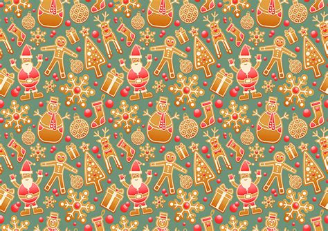 Gift Wrapping Paper With Gingerbread Man And Santa Claus Template