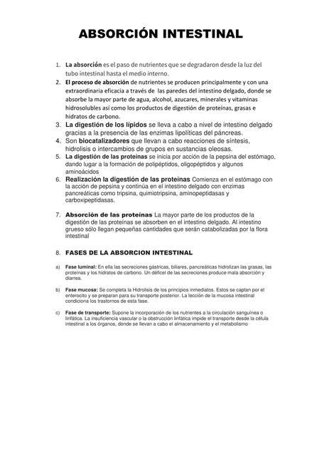 Absorción Intestinal ROXANA GONZALES uDocz
