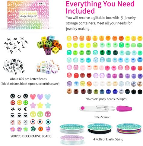 Kit De 5 Cajas De Cuentas De Pony De 0 236 X 0 394 Pulgadas 96 Colores