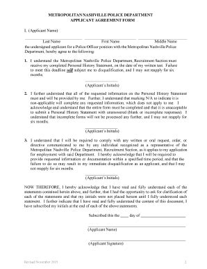 Fillable Online Nashville Nashville Gov Police Personal History