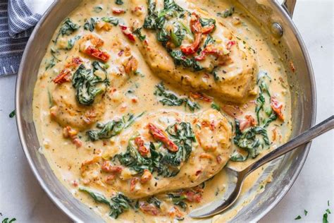 Hähnchen mit Spinat in cremiger Parmesansoße Rezepte Hühnchenrezepte