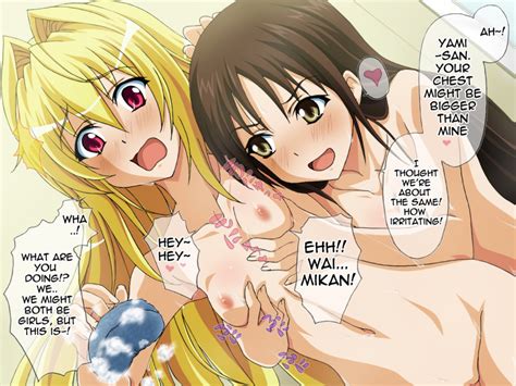 2girls Blonde Hair Breast Grab Brown Hair Female Female Female Only