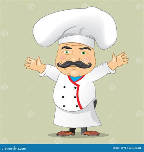 Vector Chef Cook Serving Food Realistic Cartoon Character Design
