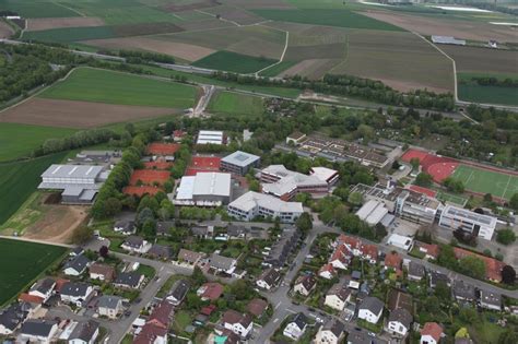 Nieder Olm von oben Schulgebäude des Gymnasium der IGS und Liesel