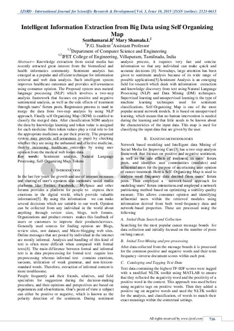 pdf intelligent information extraction from big data using self organizing map ijsrd journal