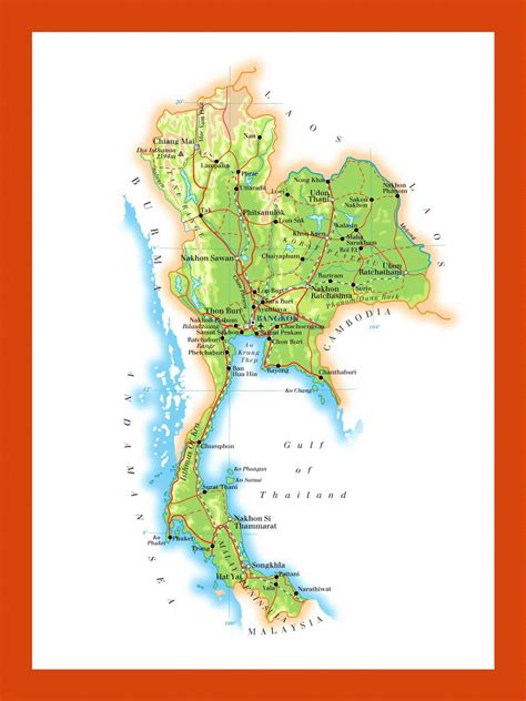 Elevation Map Of Thailand Maps Of Thailand Maps Of Asia Map
