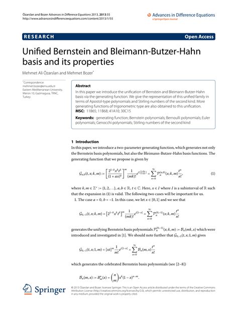 pdf unified bernstein and bleimann butzer hahn basis and its properties