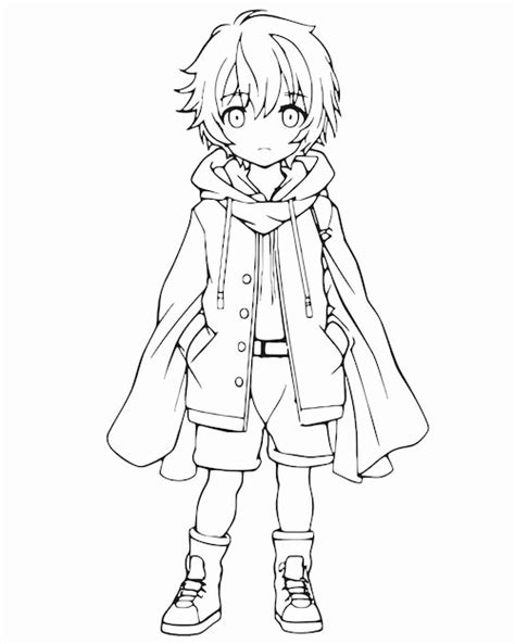 Página para colorear de chico anime Vector Premium