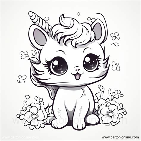 Dibujo Para Colorear De Gato Unicornio