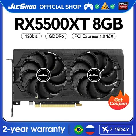 JIESHUO AMD RX 5500XT 8GB Gaming Graphics Card 128 Bit GPU GDDR6 PCI E