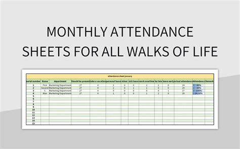 Free Monthly Attendance Sheet Templates For Google Sheets And Microsoft
