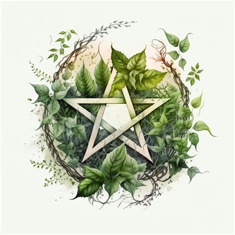 Premium AI Image A Close Up Of A Pentagram Surrounded By Leaves And