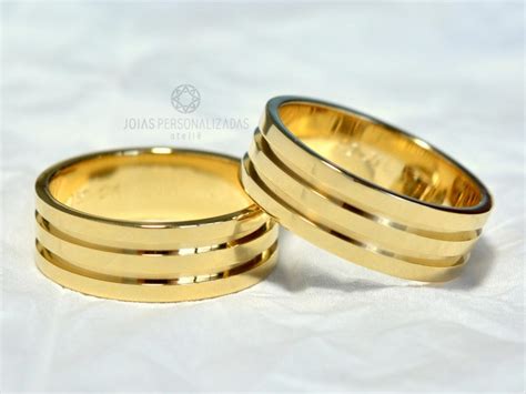Alian As Quadradas Em Ouro K Frisos Lisos Joias Personalizadas