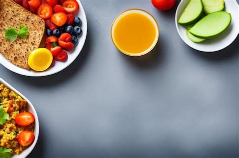 Un Plato De Desayuno Con Un Plato De Comida Y Un Vaso De Jugo De