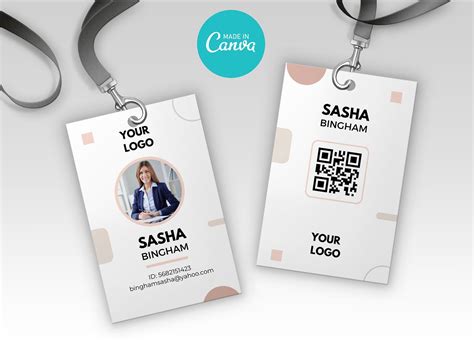 Editable Photo ID Card Template Printable ID Badge Canva Template