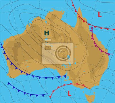 India Realistic Synoptic Map Of The India Showing Isobars And