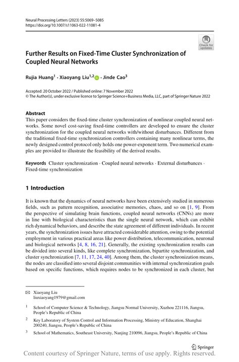 further results on fixed time cluster synchronization of coupled neural networks request pdf