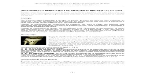 Osteosíntesis Percutánea en fracturas proximales de tibia Eladio Saura