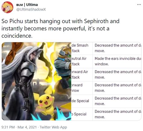 So Pichu Starts Hanging Out With Sephiroth And Instantly Becomes More