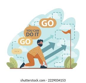 Motivation Concept Motivated Person Setting Achieving Stock Vector