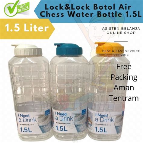 Jual Botol Air Minum LocknLock 1500ml 1500 Ml Kulkas Dingin Chess Water