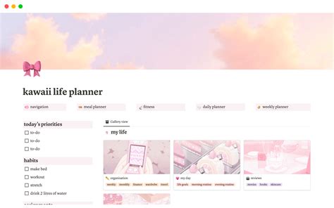 Pink Kawaii Aesthetic Life Planner Template Notion Marketplace