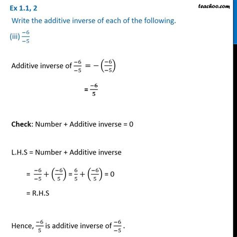 ex 1 1 2 write the additive inverse of each i 2 8 ii 5 9