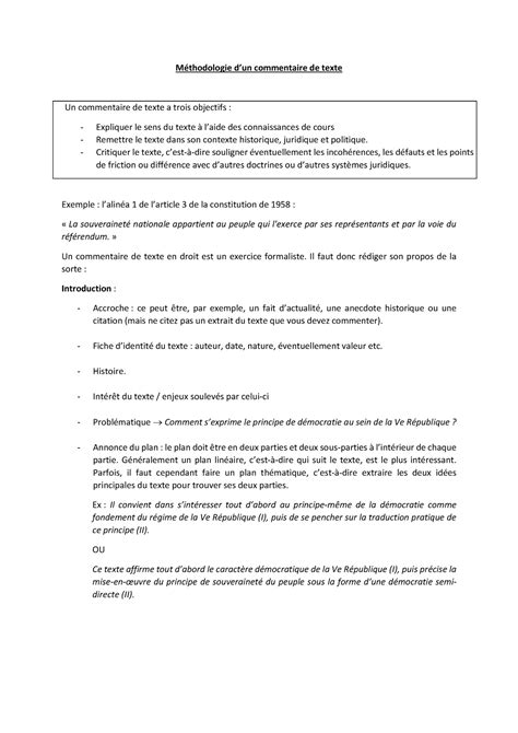Méthodologie commentaire de texte MÈthodologie dun commentaire de