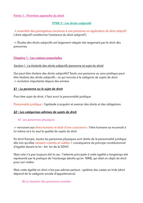P1 Titre 2 Chap1 DPV Notes De Cours De L1 En Introduction Au Droit