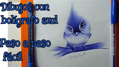 dibujos con bolígrafo azul paso a paso fácil lapicero azul YouTube