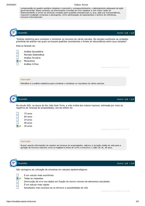 simulado av estatistica e epidemiologia Fundamentos de Estatística e