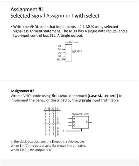 solved assignment 1 selected signal assignment with select