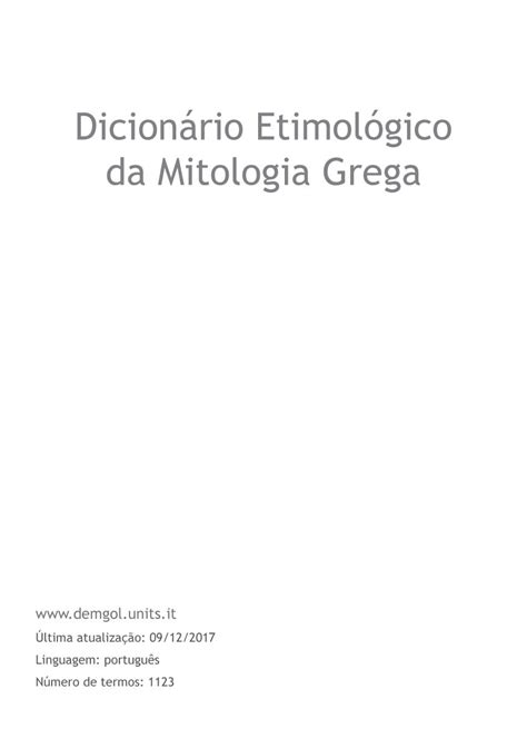 Dicionário Etimológico da Mitologia Grega PDF