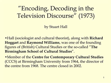 PPT Encoding Decoding In The Television Discourse 1973