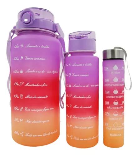 Kit 3 Garrafas De Água Motivacional Squeeze Academia Escola MercadoLivre