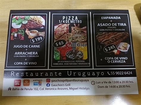 Menu At Gaucho S Grill Restaurant Mexico City