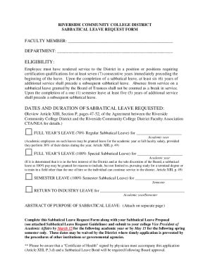 Fillable Online APPLICATION FOR SABBATICAL LEAVE FORM Fax Email Print
