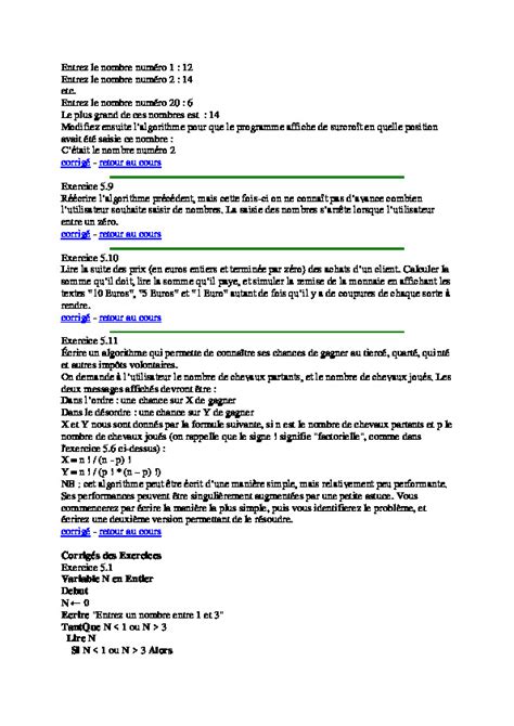 exercices corrig s d algorithme t l charger cours informatique en pdf hot sex picture