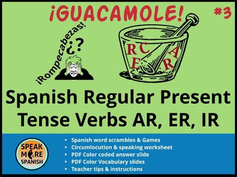 Spanish Puzzles Games Regular Present Tense Verbs Verbos Regulares