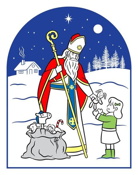 Premium Vector Saint Nicholas Giving Gifts Vector Illustration