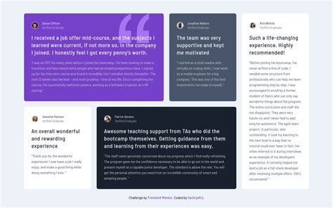 frontend mentor beautiful responsive testimonials grid with tailwindcss coding challenge solution
