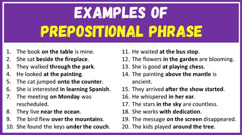 30 Examples Of Prepositional Phrase